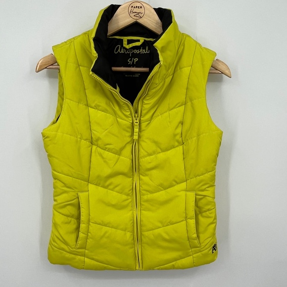Aeropostale | Jackets & Coats | Aeropostale Puff Vest Neon Yellow Zip ...